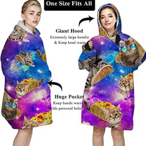 Hafisoe Oversized Wearable Blanket Hoodie,Fleece Sherpa Hooded Blanket Light Microfiber Flannel Sweatshirt Blanket with Pocket for Adult