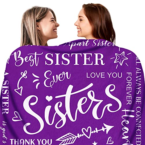 Hexagram Sister Gifts from Sisters, Gifts for Mothers Day, Blanket, Sister Gifts, Sister Birthday Gifts from Sister, Gifts for Sister, Throw Blanket, 60 x 50 Inches, Purple