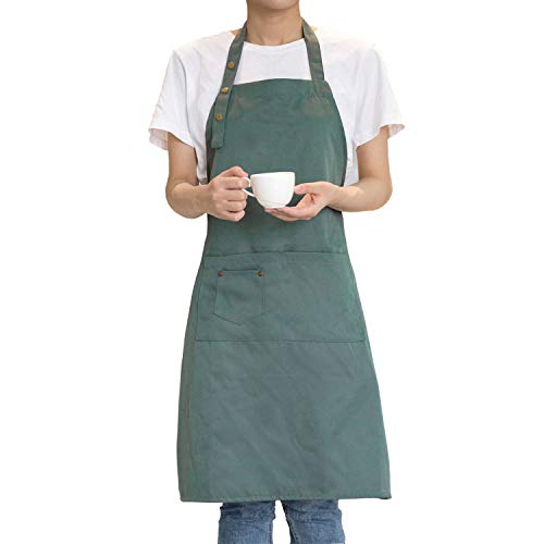 MORNITE Art Aprons for Painting Pottery Ceramics, Mens Women Kitchen Cooking Aprons Waterproof Green