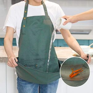 MORNITE Art Aprons for Painting Pottery Ceramics, Mens Women Kitchen Cooking Aprons Waterproof Green