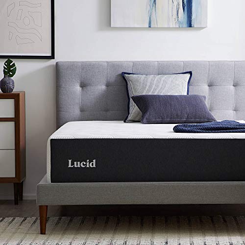 Lucid 14 Inch Queen Mattress – Plush Memory Foam Mattress – Bamboo Charcoal Foam – Gel Infused – Hypoallergenic Foam Mattress– Bed-In-A-Box- CertiPUR-US Certified,White