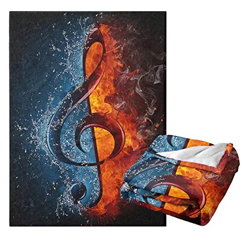 Ultra Soft Blanket Water and Fire Music Note Throws Blanket Plush Fuzzy Lightweight Couch Sofa Bed Warm Cozy Flannel Blanket for Kids and Adults Gift 50 X 40