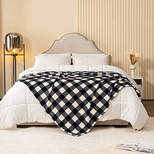 Ultra Super Soft and Light Warm Comfortable Plaid Blanket for Bed Couch Fuzzy Flannel Throw Blanket