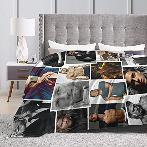 Charlie Hunnam Soft and Comfortable Warm Fleece Blanket for Sofa, Bed, Office Knee pad,Bed car Camp Beach Blanket Throw Blankets (Black, 50"x40") … (50"x40") … (60"x50")