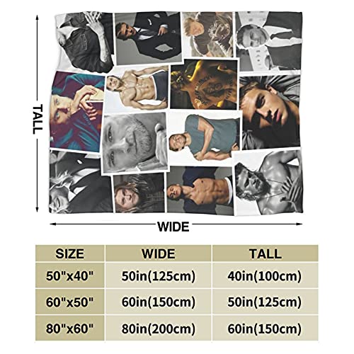 Charlie Hunnam Soft and Comfortable Warm Fleece Blanket for Sofa, Bed, Office Knee pad,Bed car Camp Beach Blanket Throw Blankets (Black, 50"x40") … (50"x40") … (60"x50")