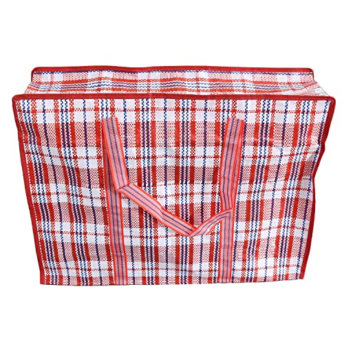 50L Extra Large Storage Bag SQXBK 60x45x20cm/23.62x17.71x7.87inch Red Checkered Water Resistant Organizer Bag Moving Bag Carrying Tote with Zipper and Carrying Handle for Clothes Bedding Comforter, Pillow