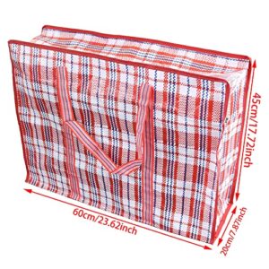 50L Extra Large Storage Bag SQXBK 60x45x20cm/23.62x17.71x7.87inch Red Checkered Water Resistant Organizer Bag Moving Bag Carrying Tote with Zipper and Carrying Handle for Clothes Bedding Comforter, Pillow