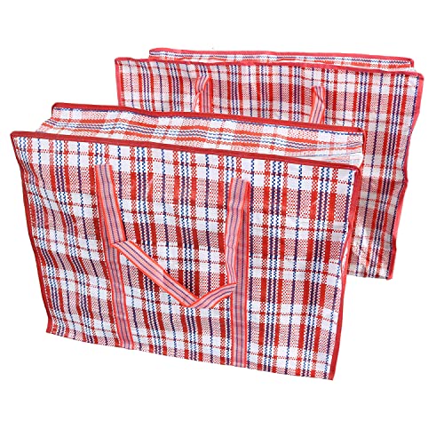 50L Extra Large Storage Bag SQXBK 60x45x20cm/23.62x17.71x7.87inch Red Checkered Water Resistant Organizer Bag Moving Bag Carrying Tote with Zipper and Carrying Handle for Clothes Bedding Comforter, Pillow