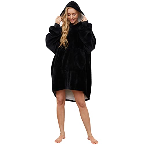 rericonq Blanket Hoodie, Oversize Hoodie Blanket Wearable For Women Man Teens,Warm Fleece Sweatshirt With Giant Pocket Thick Flannel Blanket Hooded