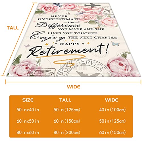 Christmas Retirement Gifts for Women 2023 Retirement Blankets for Female Mom Wife Grandma Nurses Friends Coworkers Happy Retirement Flannel Fleece Blanket for Bedding Sofa Retirement Party Decorations