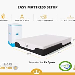 DynastyMattress 10-Inch CoolBreeze Gel Memory Foam Mattress for RV, Camper, Trailer-Short Queen RV Size