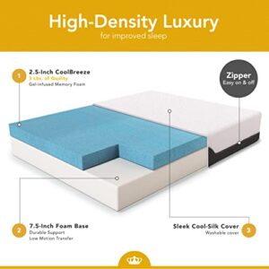 DynastyMattress 10-Inch CoolBreeze Gel Memory Foam Mattress for RV, Camper, Trailer-Short Queen RV Size