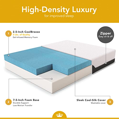 DynastyMattress 10-Inch CoolBreeze Gel Memory Foam Mattress for RV, Camper, Trailer-Short Queen RV Size