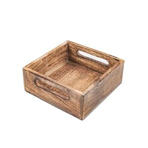 samhita square burning finish mango wood napkin holder for restaurant decor kitchen bar accessories ( 7.5"x 7.5"x 2.75")