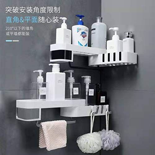 Sinbotang Kitchen Bathroom Multi-Function Corner Rack (White Plus Gray)