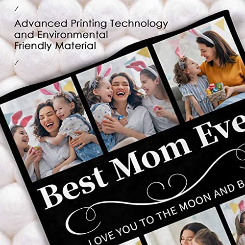 MyPupSocks Custom Best Mom Ever Cozy Throw Blanket Love You to The Moon and Back Cute Pattern Throw Blanket Gifts for Mother's Day Birthday Christmas for All Season Lightweight Throw 60"x80"