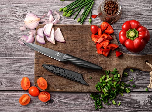 JJOO Paring knife, 8 PCS Paring Knives With Sheath, 4 & 4.5 inch Fruit and Pairing Knife, German Steel Kitchen Knife, Paring Knife Set for Home and Restaurant