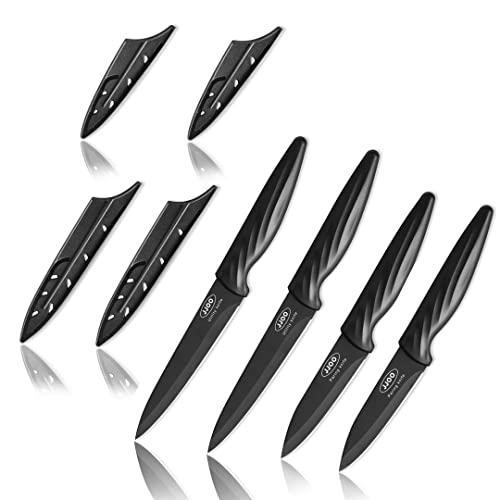 JJOO Paring knife, 8 PCS Paring Knives With Sheath, 4 & 4.5 inch Fruit and Pairing Knife, German Steel Kitchen Knife, Paring Knife Set for Home and Restaurant