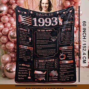 Henghere 30th Birthday Gifts for Women, 30th Birthday Gift for Friend, Mom, Sister, Wife, Aunt, Coworker, Happy 30 Year Old Birthday Decorations Women | Blanket for Bed Sofa 60x50 Inches, Rose Gold