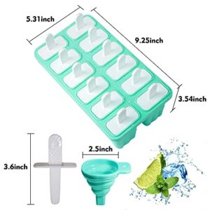 Popsicle Molds 12 Cavities BPA Free Silicone Popsicle Molds, Reusable Popcicale Mould Silicone for Kids, Ice Pop Molds Silicone Popsicle Maker Homemade Ice Cream Mold (Green)