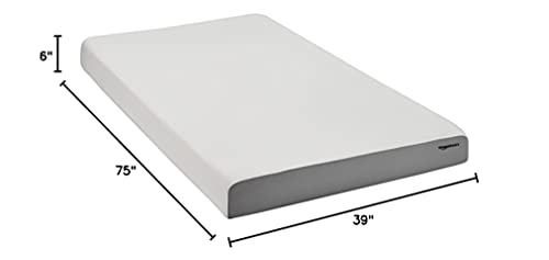 Amazon Basics Memory Foam Mattress, Soft Plush Feel, 6 Inch, Twin