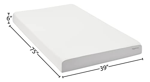 Amazon Basics Memory Foam Mattress, Soft Plush Feel, 6 Inch, Twin