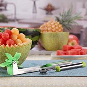 Yueshico Stainless Steel Watermelon Slicer Cutter Knife Corer Fruit Vegetable Tools Kitchen Gadgets with Melon Baller Scoop Extra