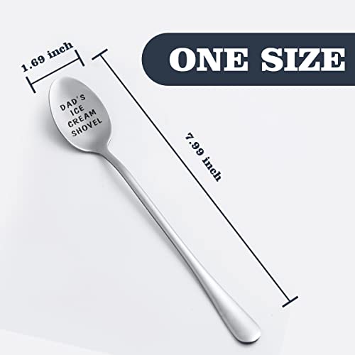 Gifts for Dad Ice Cream Spoon Scoop for Ice Cream Lovers, Funny Engraved Stainless Steel Spoon Shovel, Birthday Fathers Day Gifts Christmas Thanksgiving Gifts for Him