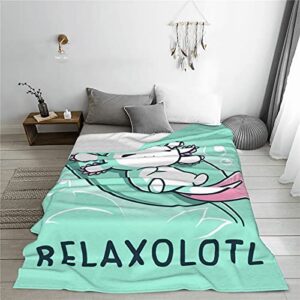 Relaxolotl Funny Cute Axolotl Blankets Cozy Lightweight Soft Blankets and Throws for Sofa,50"x40"Anti-Pilling Flannel Cozy Blankets for Women Man Gift Adults Kid