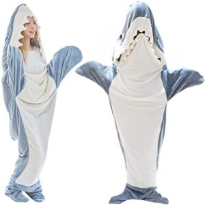 shark blanket hoodie adult - shark onesie adult wearable blanket - shark blanket super soft cozy flannel hoodie shark sleeping bag (39.4inches x 19.7inches(s))