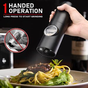 Electric Salt and Pepper Grinder Set of 2,automatic pepper mill,USB rechargeable,Adjustable Coarseness,One-handed operation,ceramic burr,refillable,Auto grinders with charging base LED light