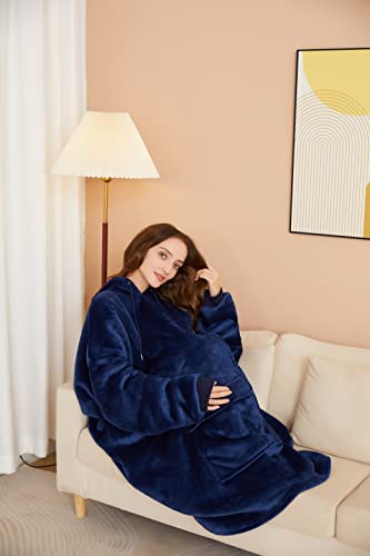 Oversized Wearable Hoodie Blanket Sweatshirt for Adult and Child, Large Pocket Super Thick Warm and Cozy Blanket Hoodie for Women and Men, Fleece Blanket with Comfy Sleeves