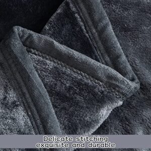 Finehom Soft Flannel Fleece Throw Blanket Queen Size, All Season 330GSM Super Soft Cozy and Warm Blanket for Bed Sofa Couch, 90x90 Inches, Dark Grey