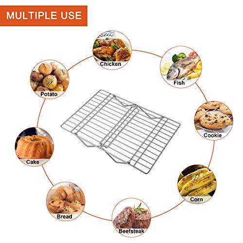 P&P CHEF Cooling Rack, 5-Tier Stainless Steel Stackable Baking Cooking Racks for Cooling Roasting Grilling, Collapsible & Heavy Duty, Oven & Dishwasher Safe - 15’’x10’’