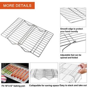 P&P CHEF Cooling Rack, 5-Tier Stainless Steel Stackable Baking Cooking Racks for Cooling Roasting Grilling, Collapsible & Heavy Duty, Oven & Dishwasher Safe - 15’’x10’’