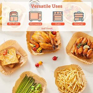 COSORI Air Fryer Liners, 100 PCS Square Disposable Paper Liners, Non-Stick Silicone Oil Coating, Little to No Cleaning, 7.9" Unbleached Food Grade, Resistant to 465°F, Thickened Not Easy to Break