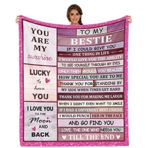 akoigun bestie blanket best friends for women, birthday gifts for best friends women friendship gifts for female girls bestie bff soul sister gifts ultra-soft cozy flannel throw blanket 50"x60"