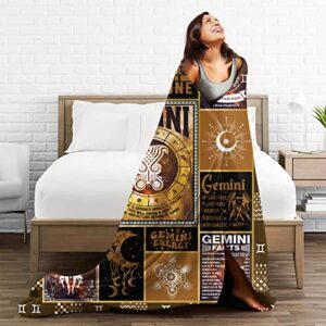 Gemini Zodiac Gift Constellation Blanket Astrology Gifts Throw Blanket Birthday Gift Idea Lightweight Microfiber Flannel Decorate Blanket for Women Men Size 50"X40"