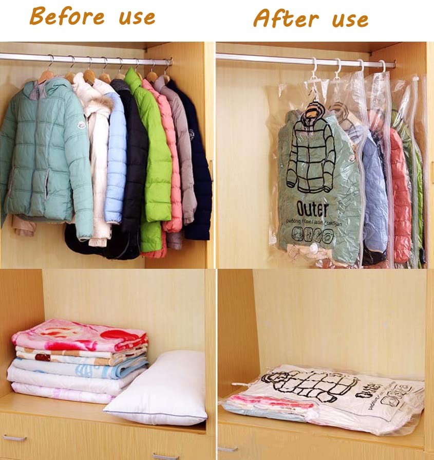 Space-Saving Hanging Compressible Storage Bags, Reusable Vacuum Storage Bags, Dustproof and Odorless Storage Bags (Electric suction pump)