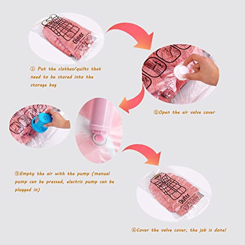 Space-Saving Hanging Compressible Storage Bags, Reusable Vacuum Storage Bags, Dustproof and Odorless Storage Bags (Electric suction pump)