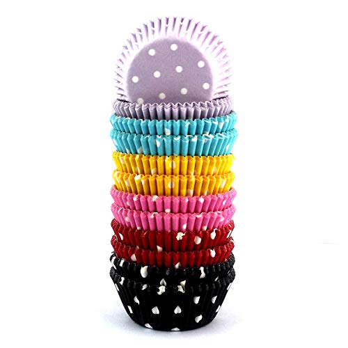 Mkustar 300 Count Mini Cupcake Liners Polka Dots Baking Paper Cups Rainbow