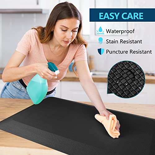 FEATOL Anti Fatigue Mat Floor Mat, Extra Thick Standing Office Desk Mat Foam Cushioned Anti Fatigue Ergonomic Kitchen Mats Comfort Standing Pad 9/10 Inch (20" x 32", Black)