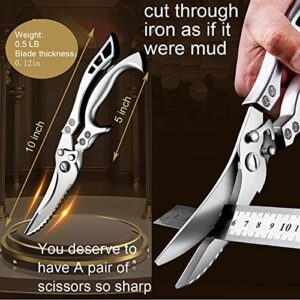 Upgrade Heavy Duty Stainless Steel Kitchen Scissors,Multipurpose Ultra Sharp Utility Scissors, Professional Poultry Shears for Bone, Chicken, Meat, Fish, Turkey,Vegetables,Barbecue Scissors.