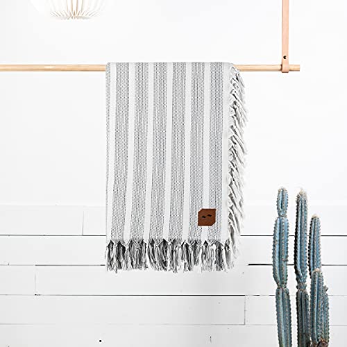 Slowtide - Dylan Throw Blanket ⎸ Turkish Throw Blanket ⎸100% Cotton - 74 x 89 Inches