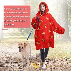 Wearable Adult Pizza Blanket Hoodie - Flannel Oodie Blanket Hoodie with Pockets - Oversized Sweatshirt Hoodie - Sherpa Giant Hoodie Blankets for Unisex