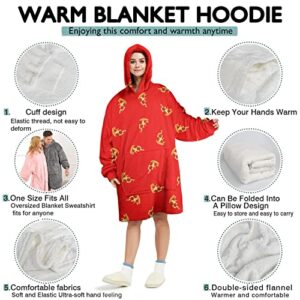 Wearable Adult Pizza Blanket Hoodie - Flannel Oodie Blanket Hoodie with Pockets - Oversized Sweatshirt Hoodie - Sherpa Giant Hoodie Blankets for Unisex