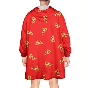 Wearable Adult Pizza Blanket Hoodie - Flannel Oodie Blanket Hoodie with Pockets - Oversized Sweatshirt Hoodie - Sherpa Giant Hoodie Blankets for Unisex