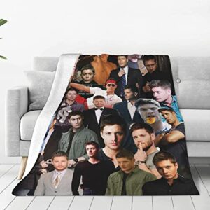 ieucheic comfortable ultra-soft micro fleece blanket,jensen ackles fleece blankets for sofa bed travel 60"x50"