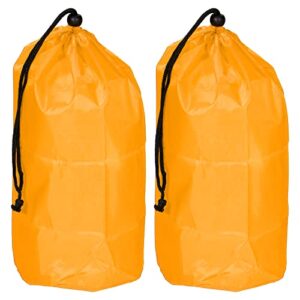 patikil clothes storage drawstring bag, 2 pack large size clothes blankets organizer bag with strap for camping travel, yellow