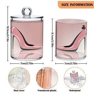 xigua Pink High Heel Shoes Butterfly Qtip Holder Dispenser,2 Pack Storage Canister Clear Plastic Jar with Lids for Cotton Ball,Cotton Swab -- 10 Oz#38